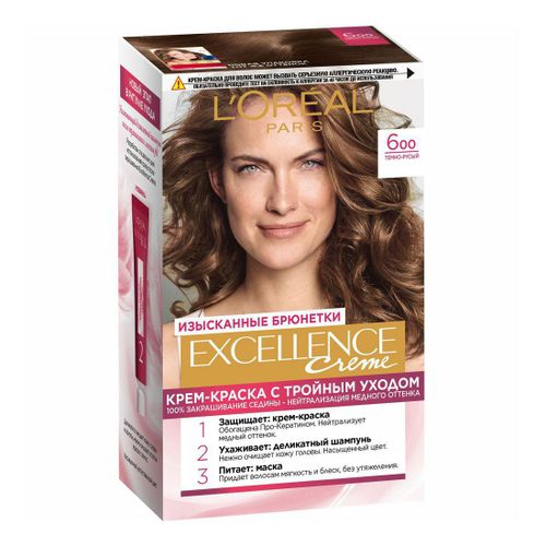 Крем-краска для волос L'Oreal Paris Excellence 6.00 Темно-русый 192 мл ...