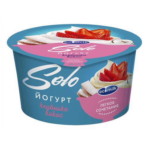 Йогурт Ecomilk.Solo клубника-кокос 4,2% 130 г - купить с доставкой на ...