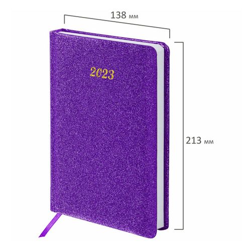 Ежедневник датированный Brauberg Sparkle 2023 А5 фиолетовый 168 листов ...
