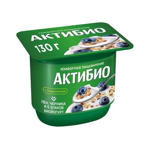 Биойогурт Актибио черника-злаки-лен 3% 130 г - купить с самовывозом в ...
