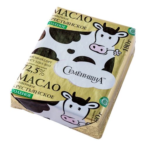 Сливочное масло Семенишна Крестьянское 72,5% БЗМЖ 180 г - купить с ...