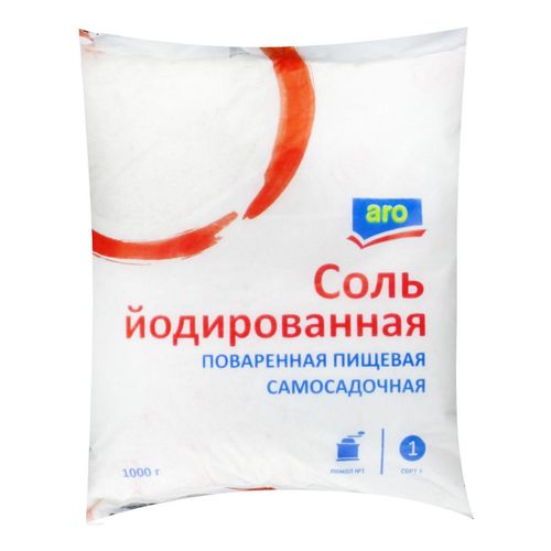 Соль поваренная ARO каменная йодированная крупного помола 1 кг купить ...