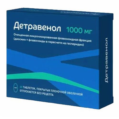 Детравенол таблетки 1000 мг 60 шт - купить с доставкой на дом в СберМаркет