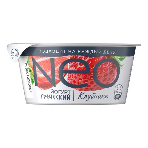 Йогурт Neo Греческий клубника 1,7% БЗМЖ 125 г купить для Бизнеса и ...